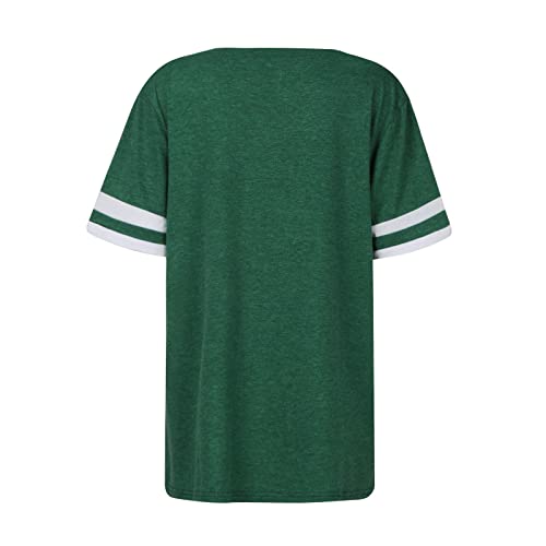 Women's Summer Plain Short Sleeve Y2k Tops Loose Tee Shirt Comfortable Basic T Shirt Business Tops Green