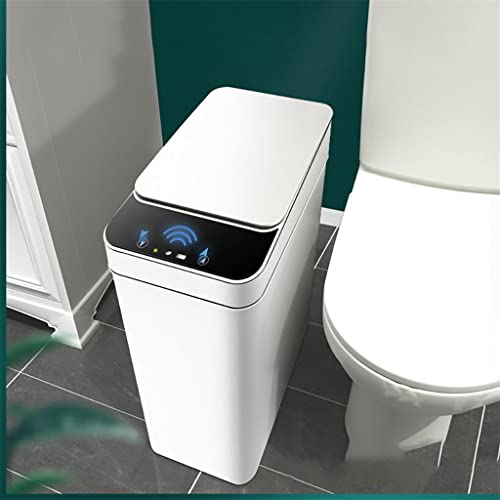 ZSEDP Smart Induction Automatic flip Trash can Household Toilet Narrow Gap Pressure Ring Garbage Sorting Trash can ( Color : OneColor , Size : 12L )