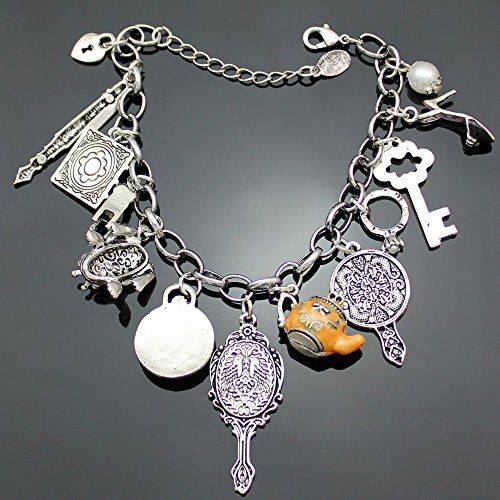 RechicGu Vintage Silver 2pcs Fairy Tale Movie Lucky Myth Charms Friendship Cuff Bangle Bracelet Wicca Gift