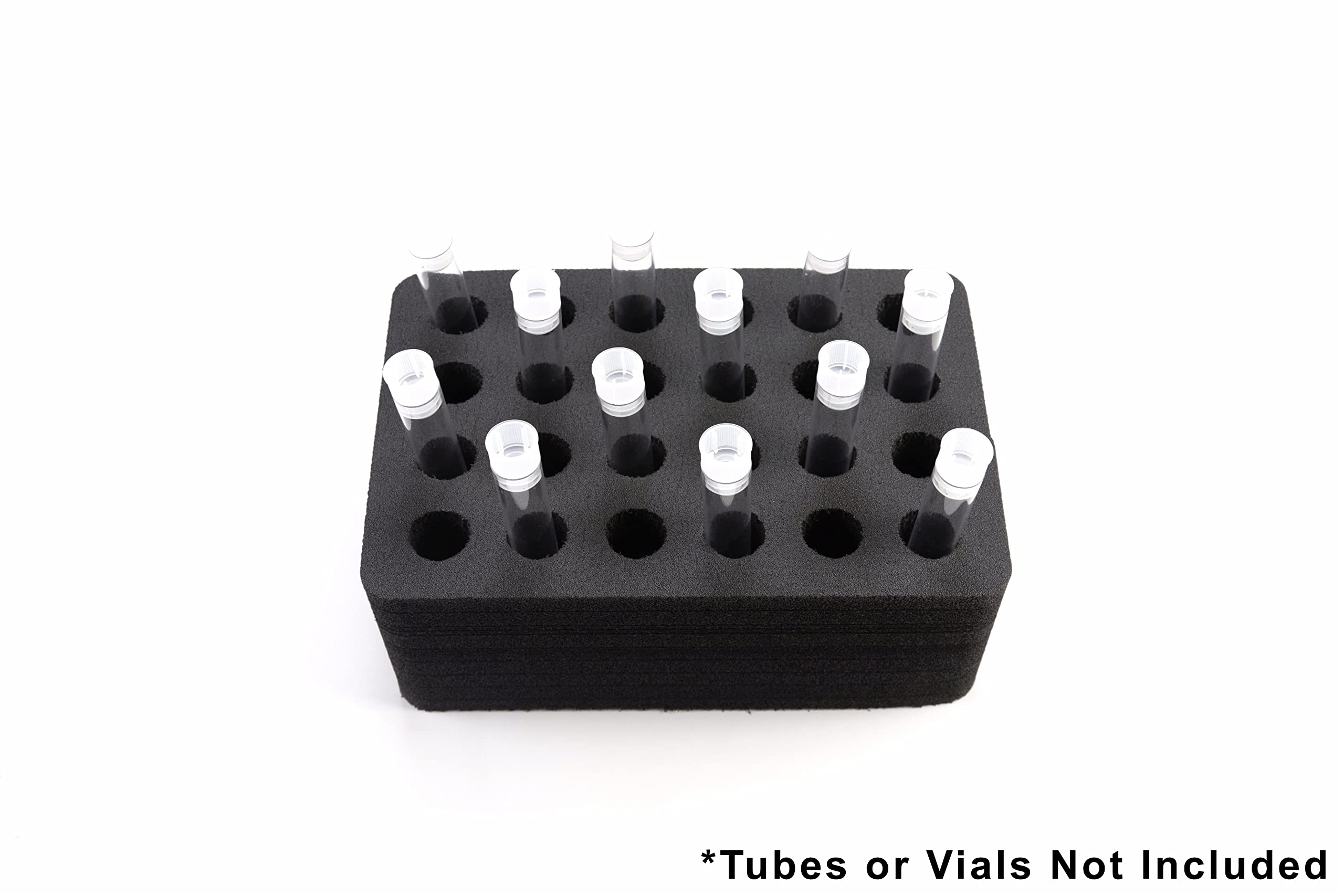 Polar Whale Test Tube Rack Durable Black Foam Storage Holder Organizer Stand Transport Holds 12 Tubes Fits up to 20mm Diameter