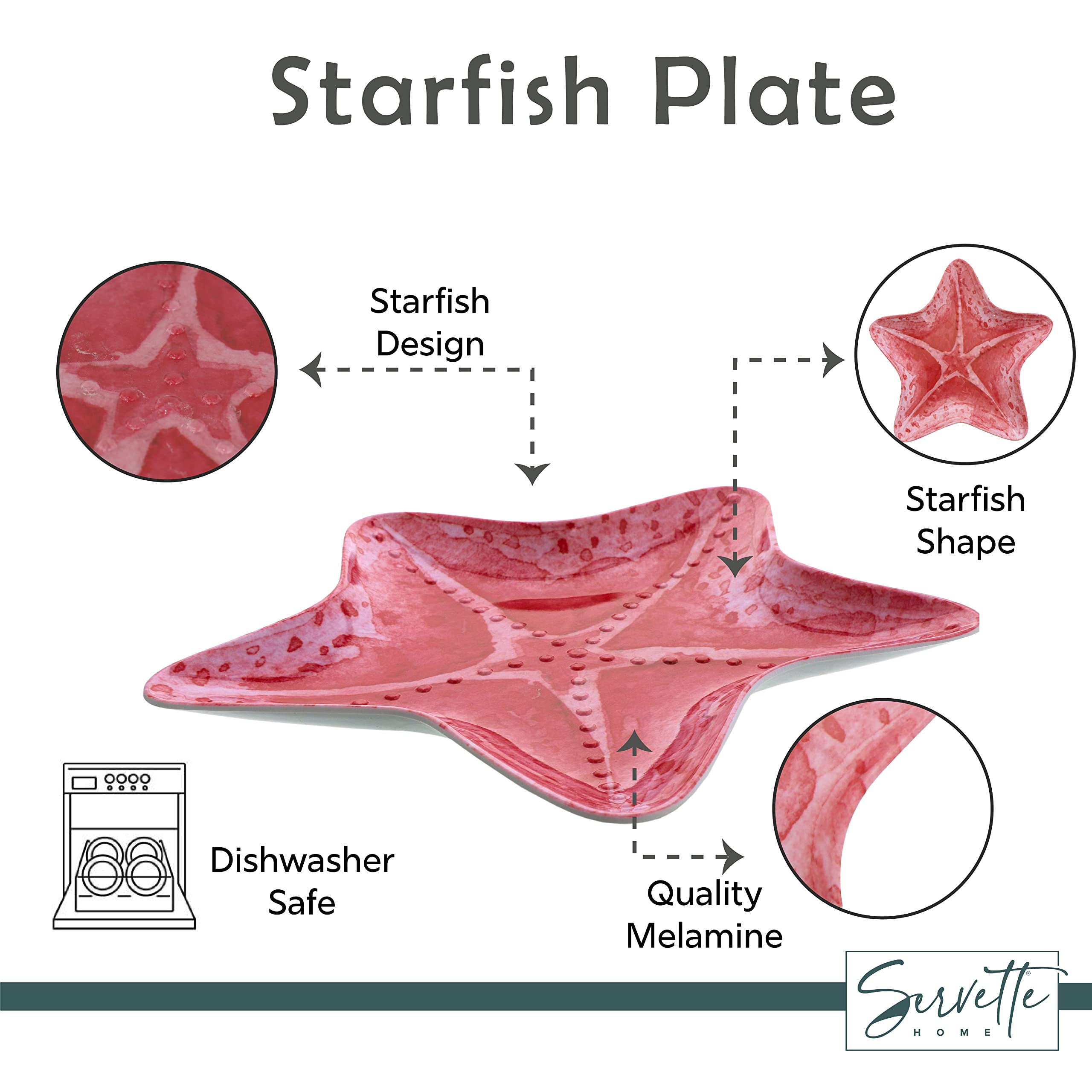 Servette Home Pink Melamine Starfish Plate