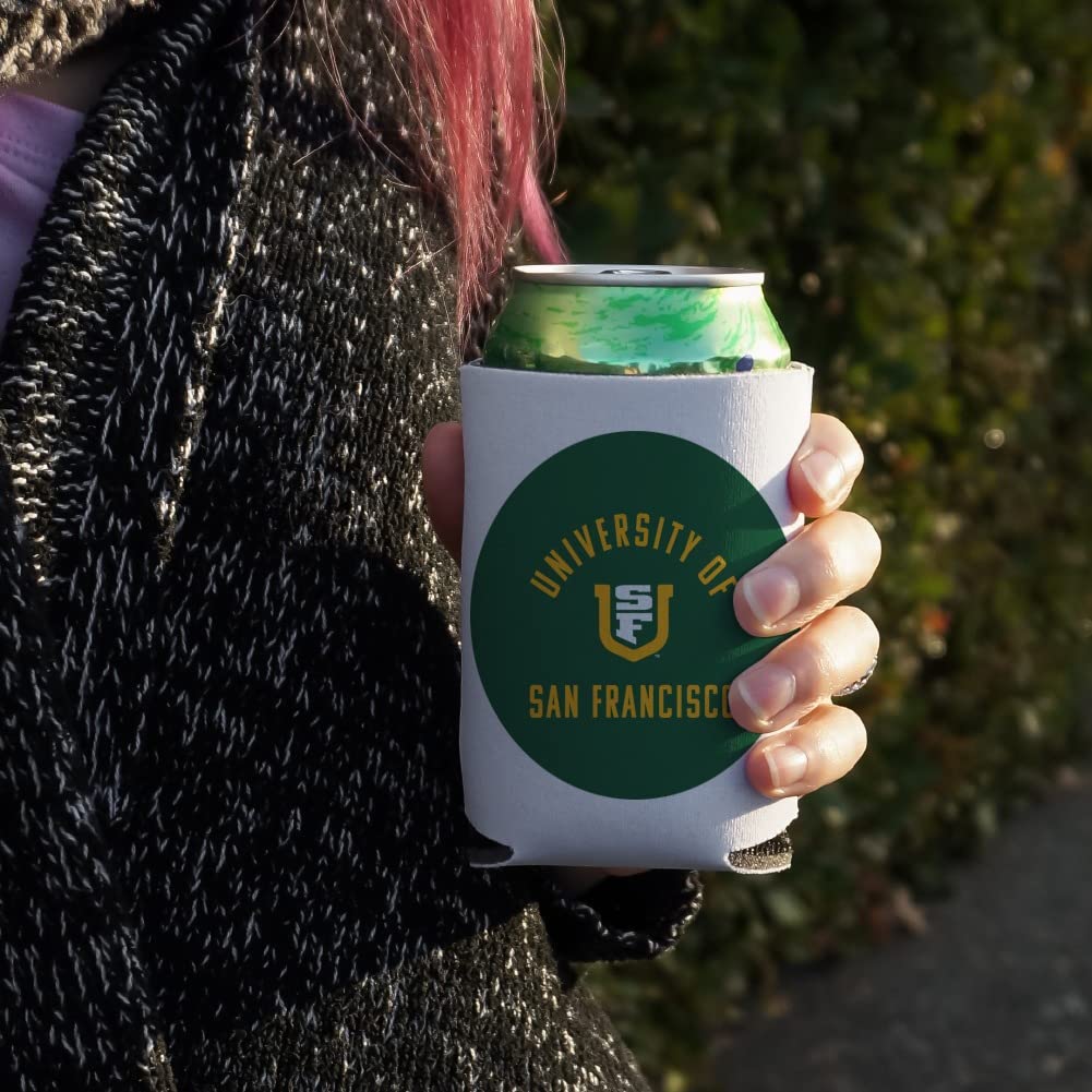 University of San Francisco Dons Logo Can Cooler - Drink Sleeve Hugger Collapsible Insulator - Beverage Insulated Holder
