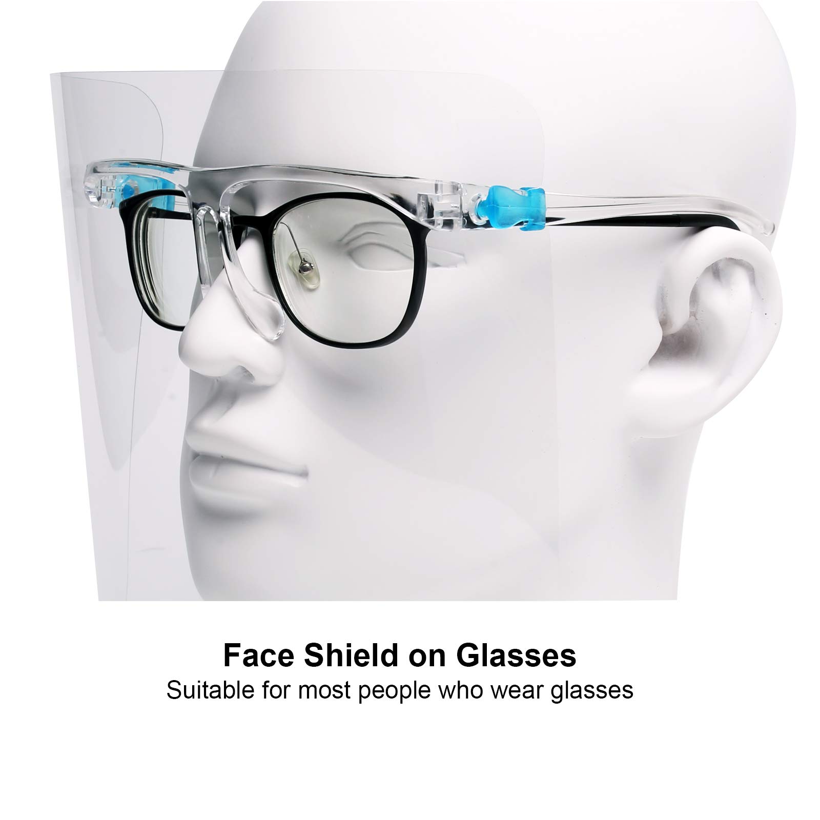 salipt Anti-fog Reusable Face Shields with Glasses Frame Set for Men and Women,6 Glasses and 12 Shields