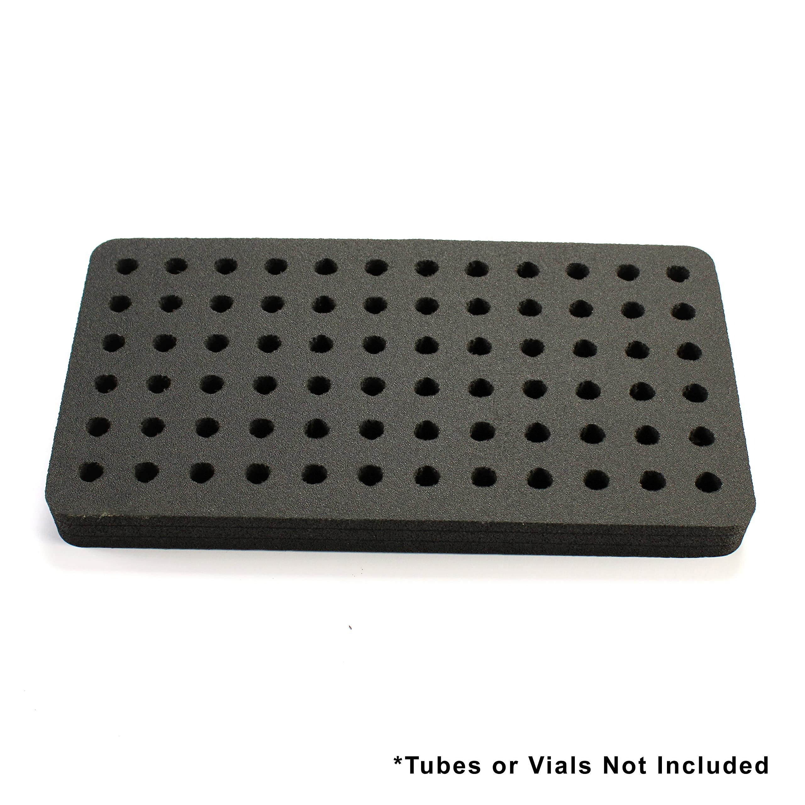Polar Whale Test Tube Rack Durable Black Foam Storage Holder Organizer Stand Transport Holds 72 Tubes Fits up to 11mm Diameter