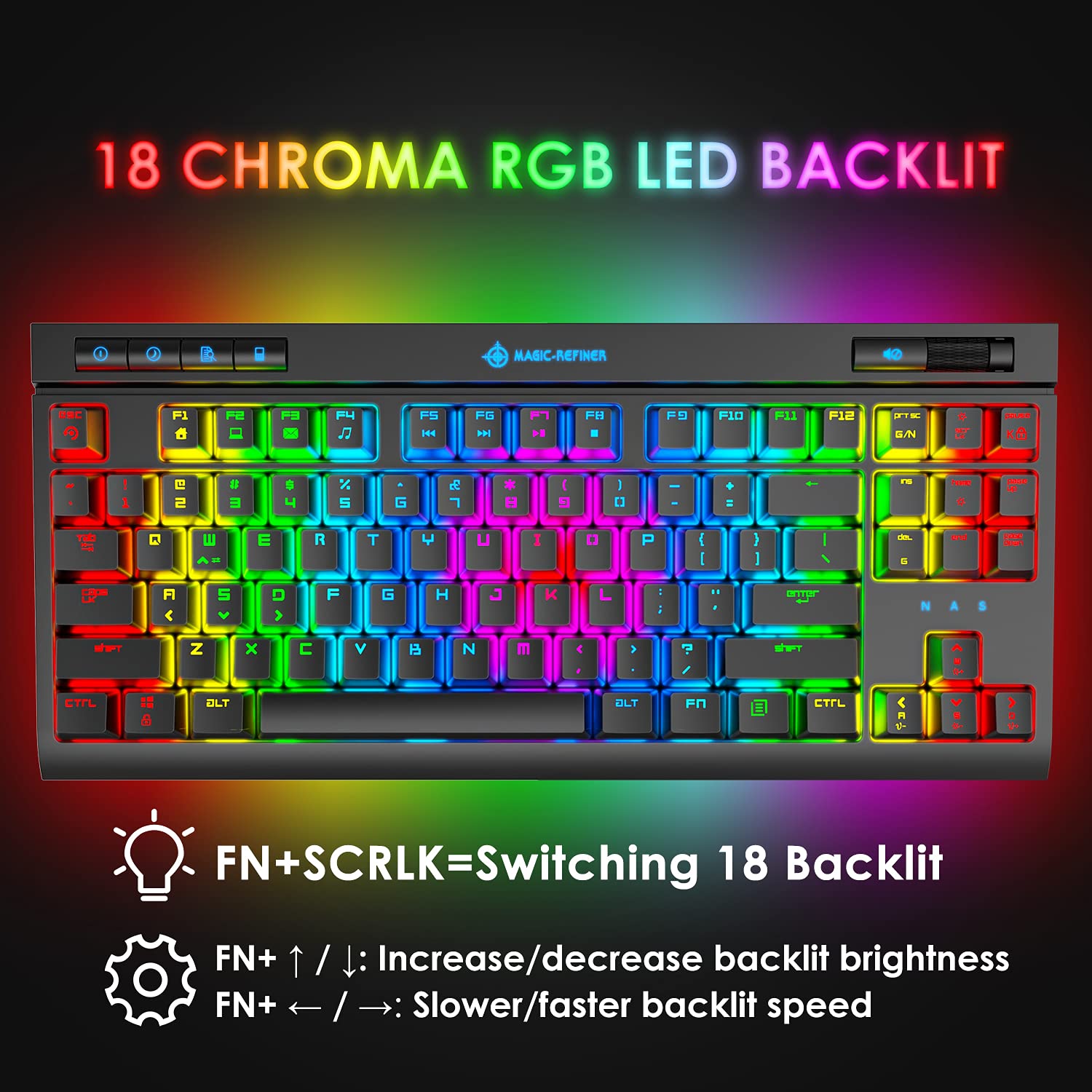 ZIYOU LANG Mechanical Gaming Keyboard,87 Keys Chroma RGB LED Backlit,Black Computer Keyboard,PU Wrist Rest,Multimedia Keys,Anti-ghosting Keys,Waterproof Light Up USB Wired Keyboard for PC Mac Xbox