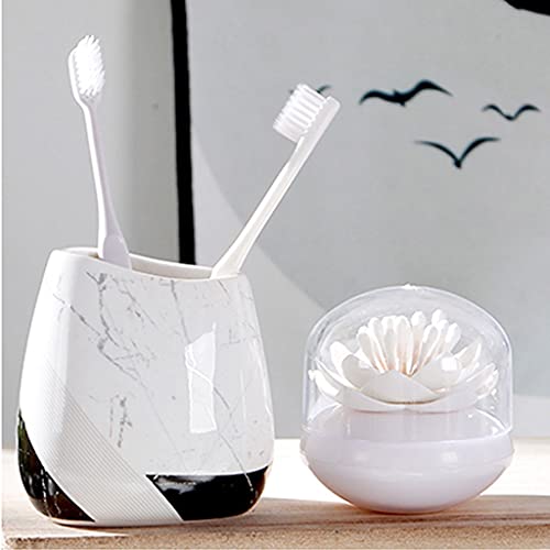 Soap Dispenser Nordic Marble Pattern Ceramic Bathroom Accessories Set,7-Piece Bathroom Sets Soap Dispenser Toothbrush Holder Soap Dish Tumblers Swab Box and Tray Bathroom Soap Dispenser