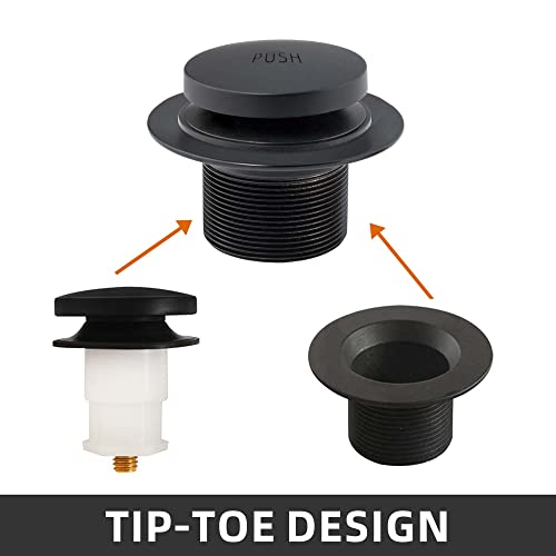 ZUAGCO Tub Drain Black - Tip Toe Bath Tub Drain Kit with Two-Hole Overflow Faceplate, Replacement Bathtub Drain Trim Set Assembly with Universal Fine Thread & Coarse Thread Matte Black