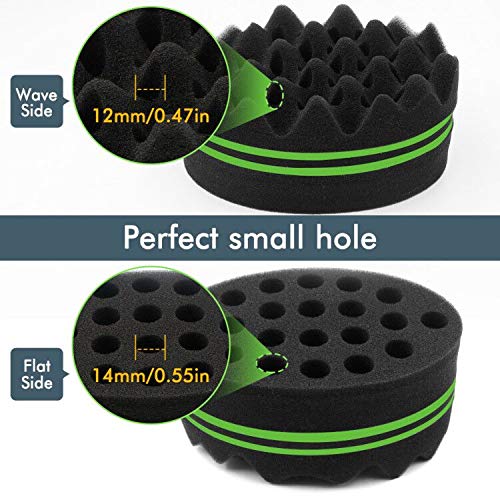 Parabirds Curl Twist Hair Sponge Big&Small Holes Brush Double-Sided Comb Brush Sponge for Afro Black Men Women (2PCSBlueRound)