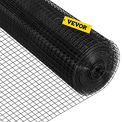 VEVOR 24" x 50' Welded Wire Hardware Cloth w/A Cutting Plier & A Pair of Fabric Gloves, Black
