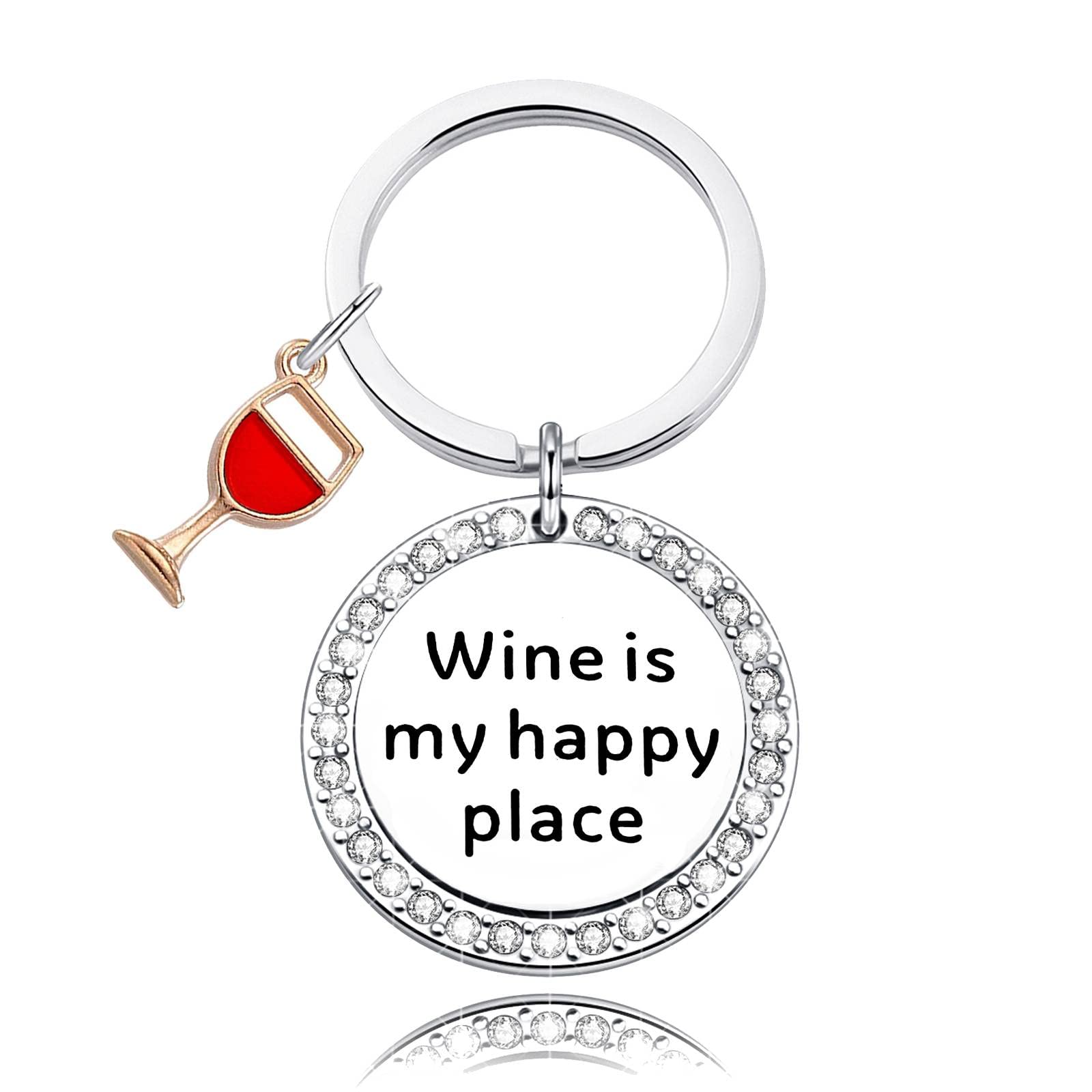 Wine Is My Happy Place Keychain Infinity Collection Wine Charm Keychain Wine Lovers Wine Themed Gifts Wine Jewelry (Wine KS)