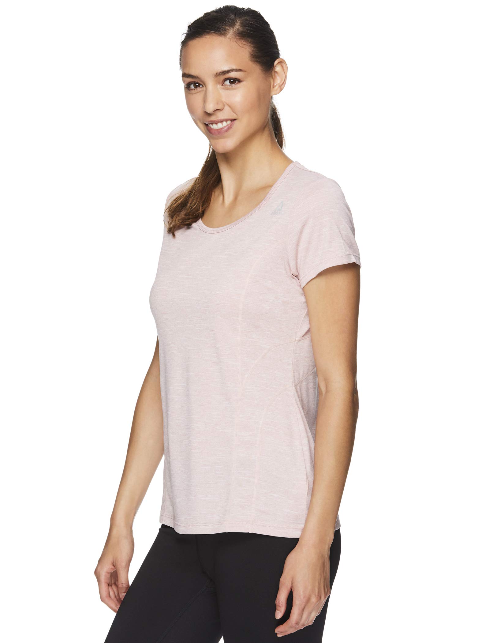 Reebok Womens Varigated Heathered Basic T-Shirt, Pink, Large