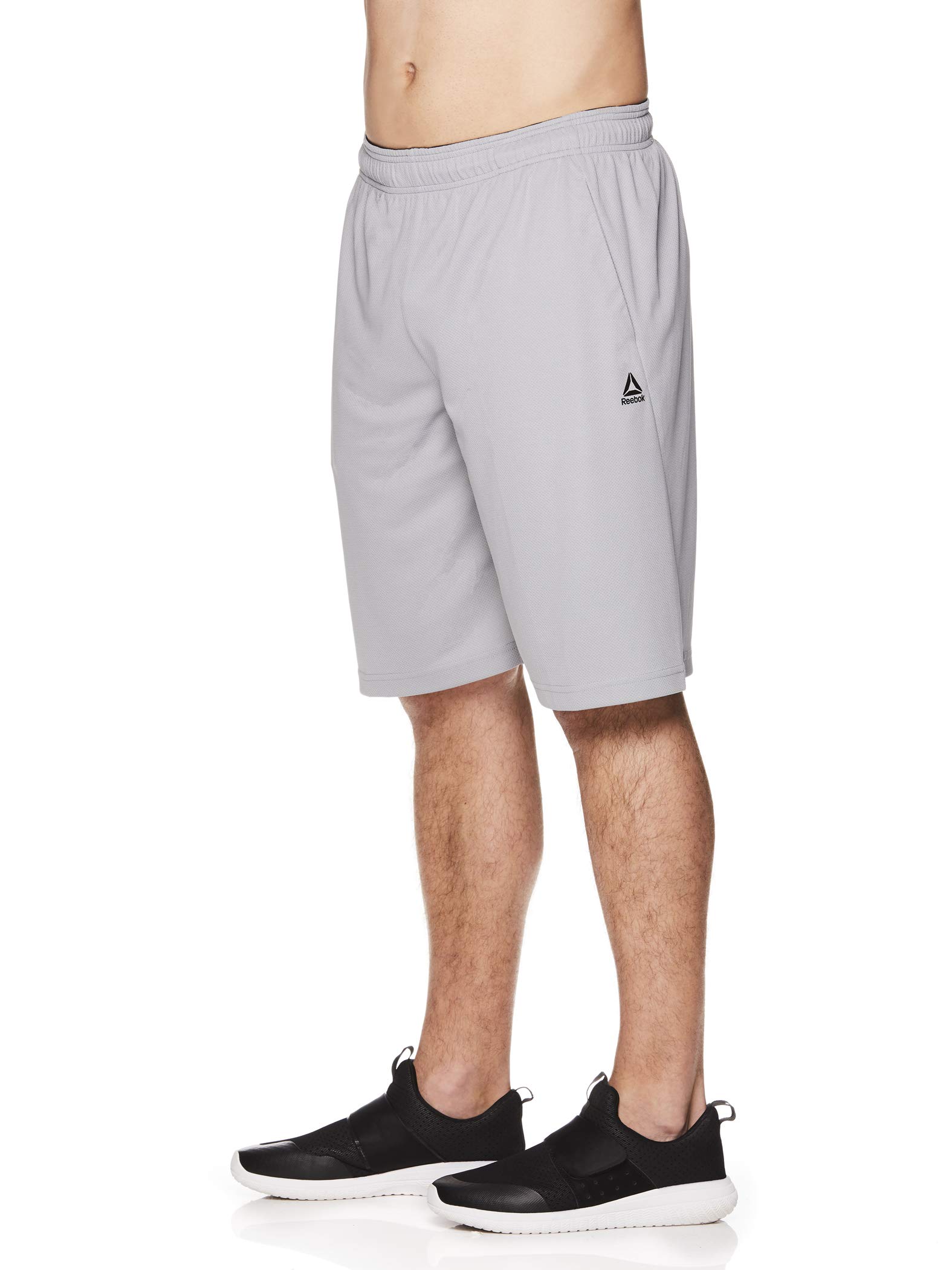 Reebok Men's Mesh Basketball Gym & Running Shorts w/Elastic Drawstring Waistband & Pockets - Bank Double Shot Sleet, Small