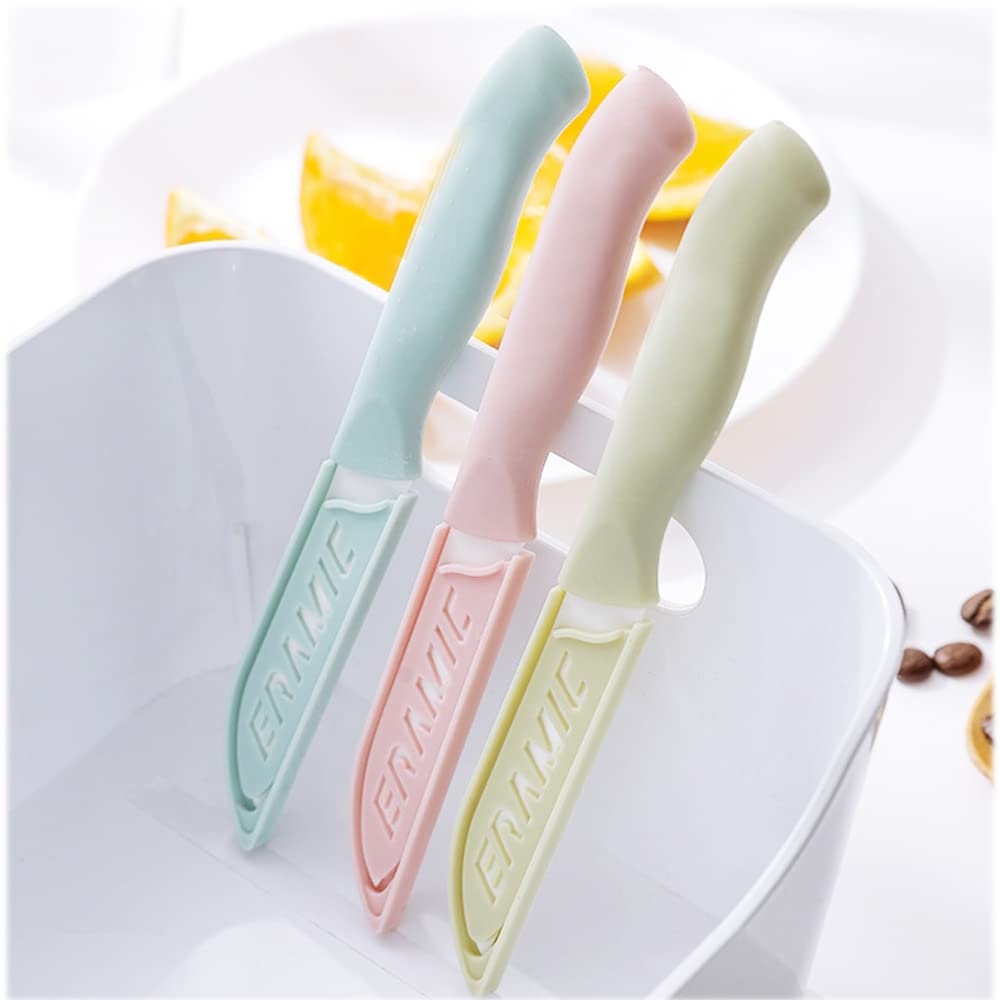 WWZJ 6 Pack Ceramic Paring Knife with Knife Cover, Lightweight Ceramic Knives, Fruit and Vegetable Small Knife (Ceramic, Mix)