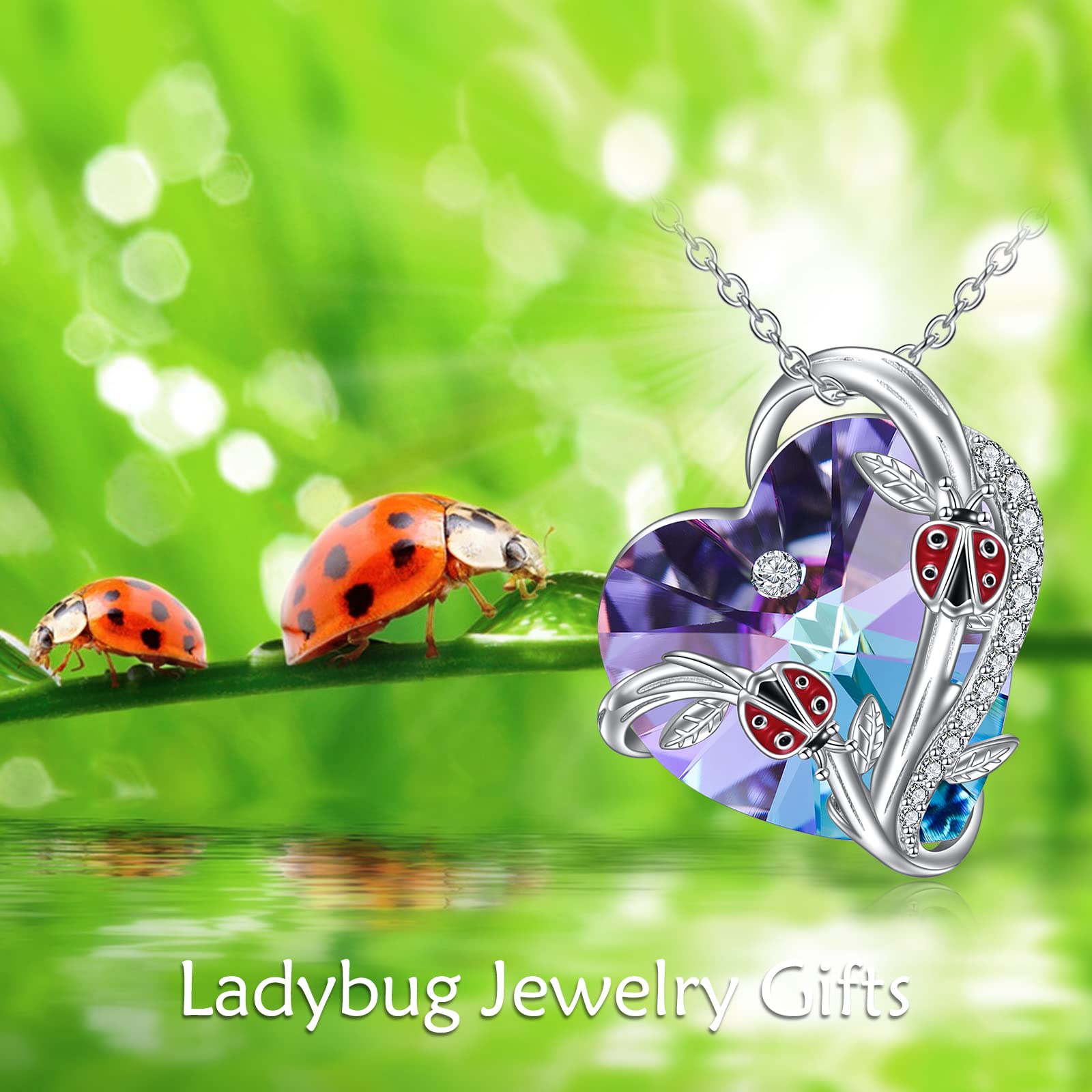 WINNICACA Ladybug Gifts Sterling Silver Ladybug Necklace for Women Crystal Ladybug Jewelry Ladybug Pendant for Teens Birthday
