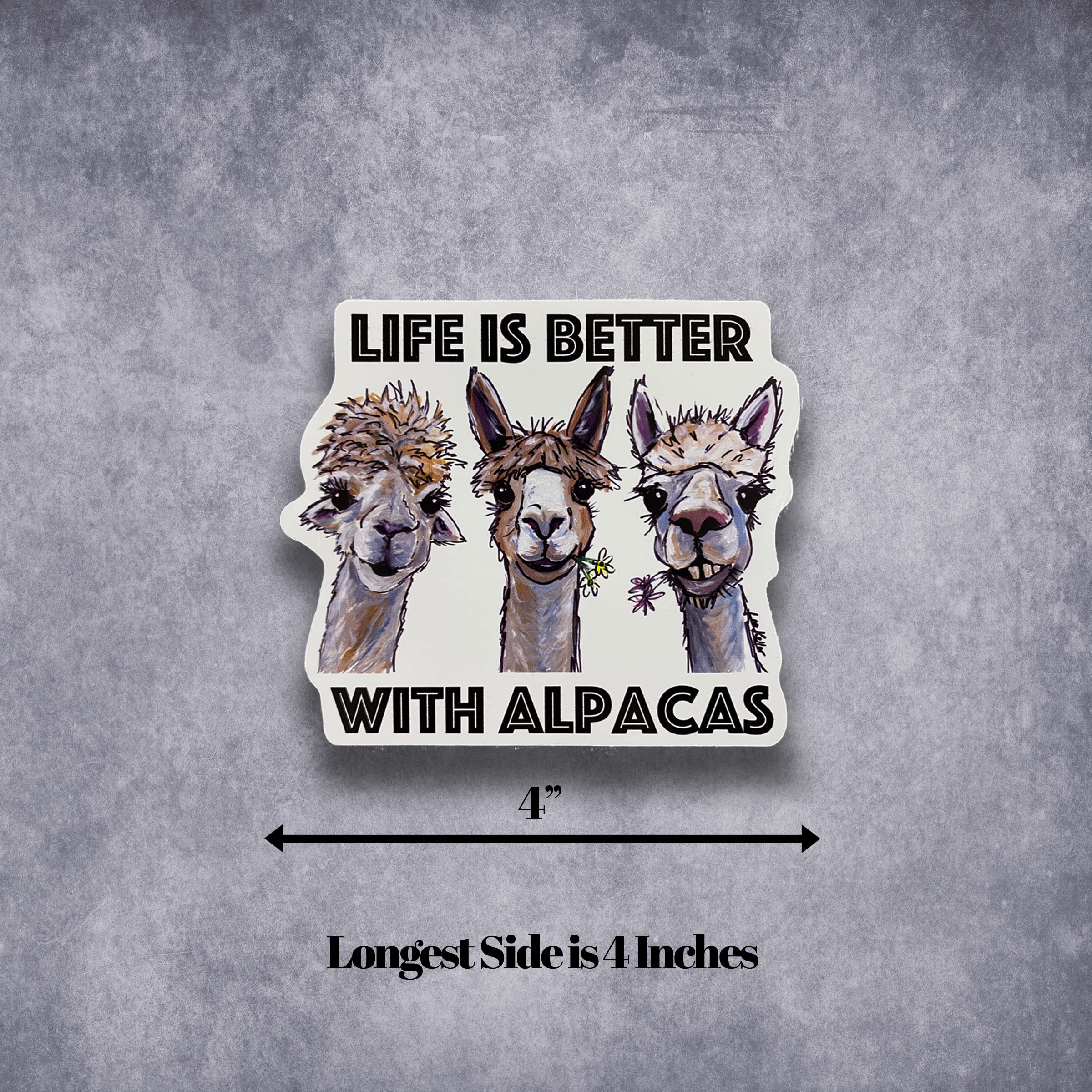 Two Life is Better With Alpacas Stickers, Cute Alpaca Vinyl Sticker, Life is Better With Alpacas Sticker for Car or Laptop