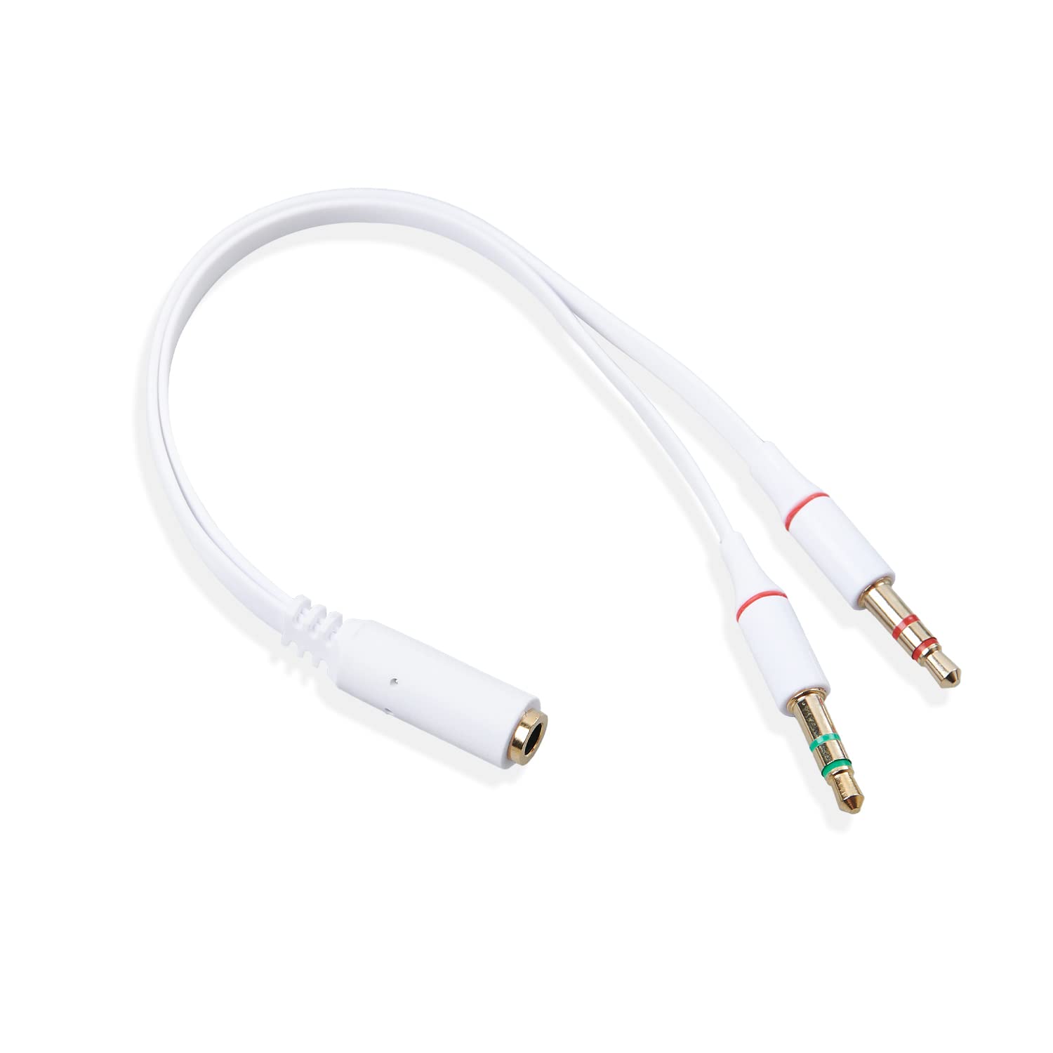 QDiShi 2Pcs Headphone Splitter Cable for Computer 3.5mm Female to 2 Dual 3.5mm Male Headphone Mic Audio Y Splitter Cable Smartphone Headset to PC Adapter, Shockproof and Interference Proof (White)