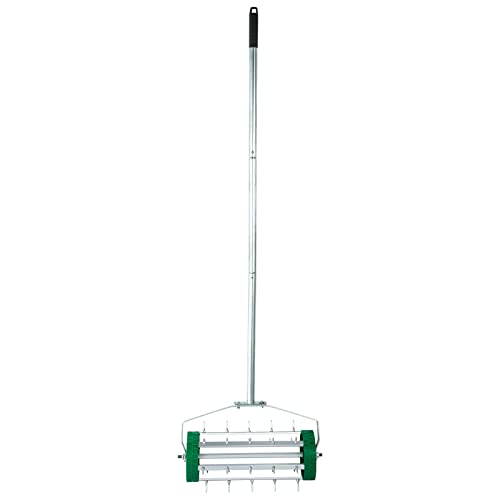 VEVOR Rolling Lawn, 51" L x 18" W, Steel Push Roller with Adjustable Handle, Grass Tool with Tine Spikes, Aeration Machine for Garden, Yard, Cropland to Loose Soil, Green