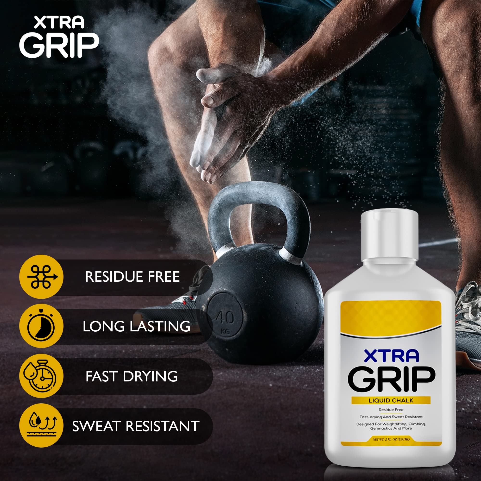 Xtra Grip Liquid Chalk -Sport Grip Solution- Pole Grip -Gym Chalk for Weight Lifting -Improve Grip-Chalk for Climbing- Chalk for Pole Dancing - Lotion for Gaming- Dry Hands - Grip for Pole Dancing