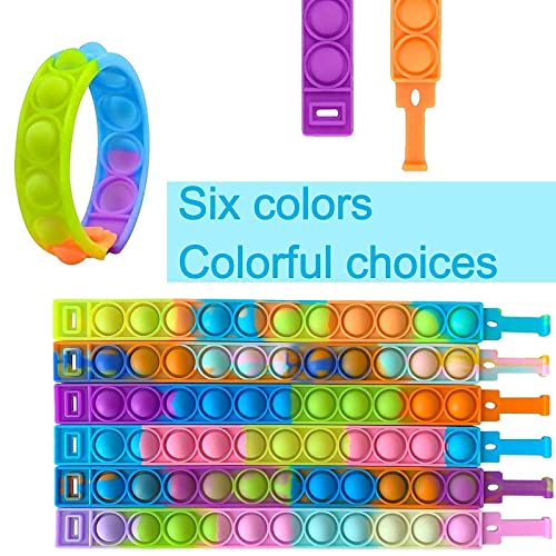 ZNNCO 12PCS Push Pop Fidget Toy Fidget Bracelet, Durable and Adjustable, Multicolor Stress Relief Finger Press Bracelet for Kids and Adults ADHD ADD Autism