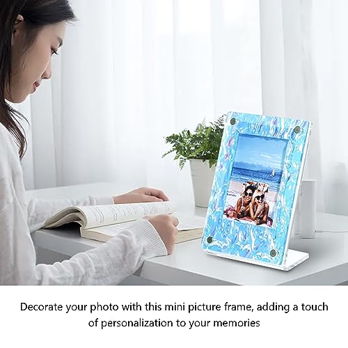 Picture Frame, Easy Cleaning Clear Table Top Photo Frame Acrylic Robust for Cards (Dazzling Color (Stone Head Pattern))