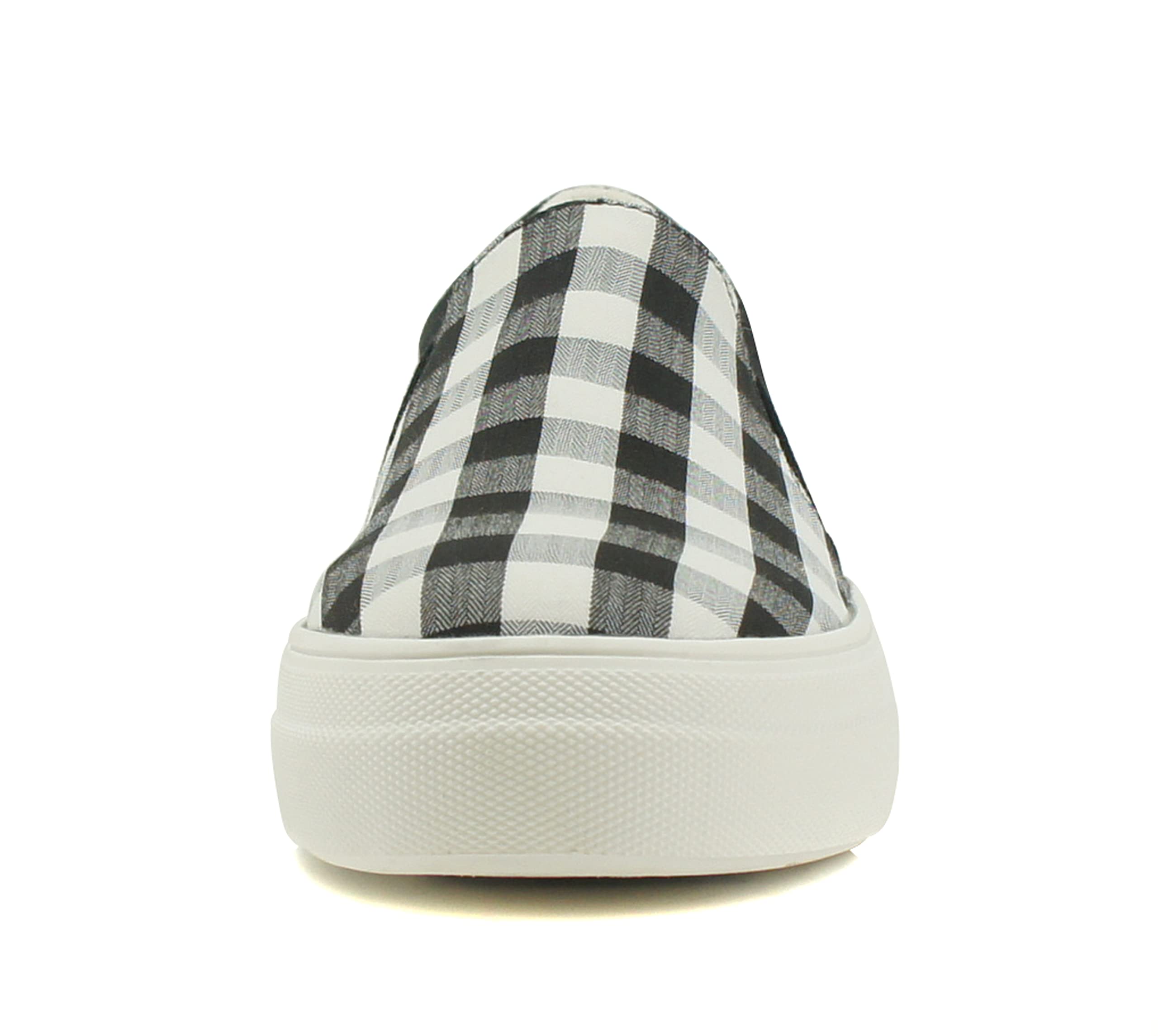 Soda TOPSHOE ave- Hike Platform Slip- On Sneaker w/Cushion Foam (8.5, Gingham Black, Numeric_8_Point_5)