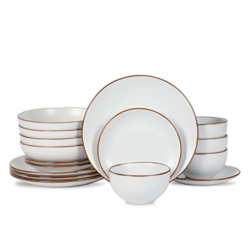 Stone Lain Brasa 16-Piece Dinnerware Set Stoneware, White, 16-Piece Service for 4