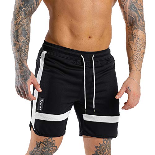 PIDOGYM Men's Shorts Workout Running Quick Dry Lightweight with Zipper Pockets Black