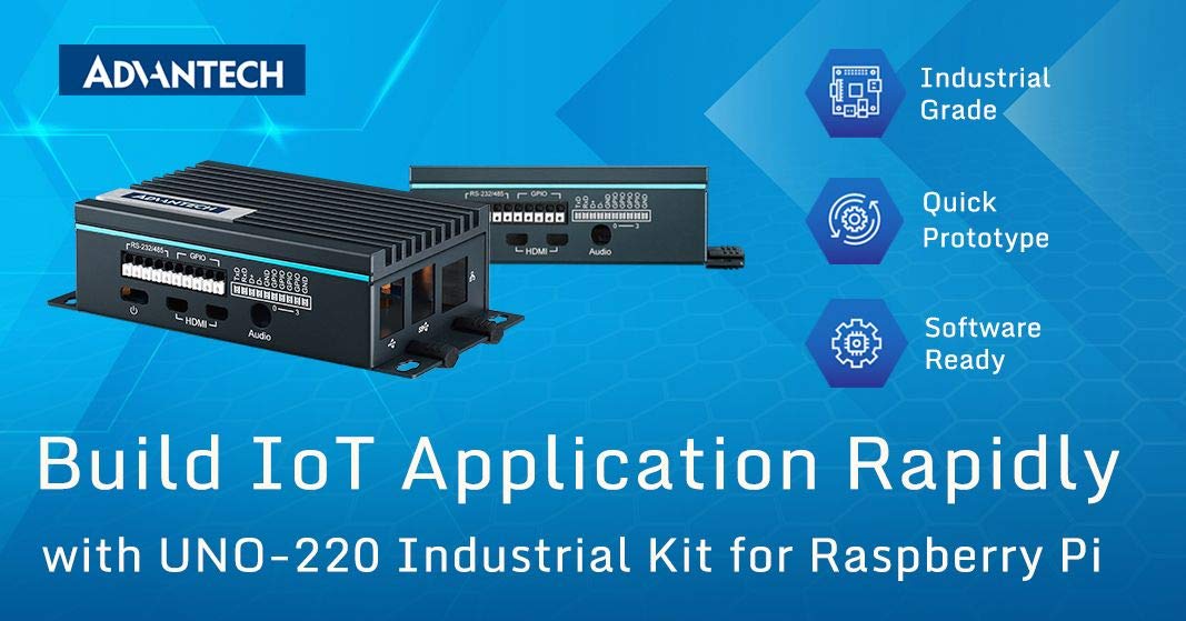 Raspberry Pi Gateway Kit with 1 RS232/485, 4 GPIO, 8G SD, UNO-220-P4N1AE