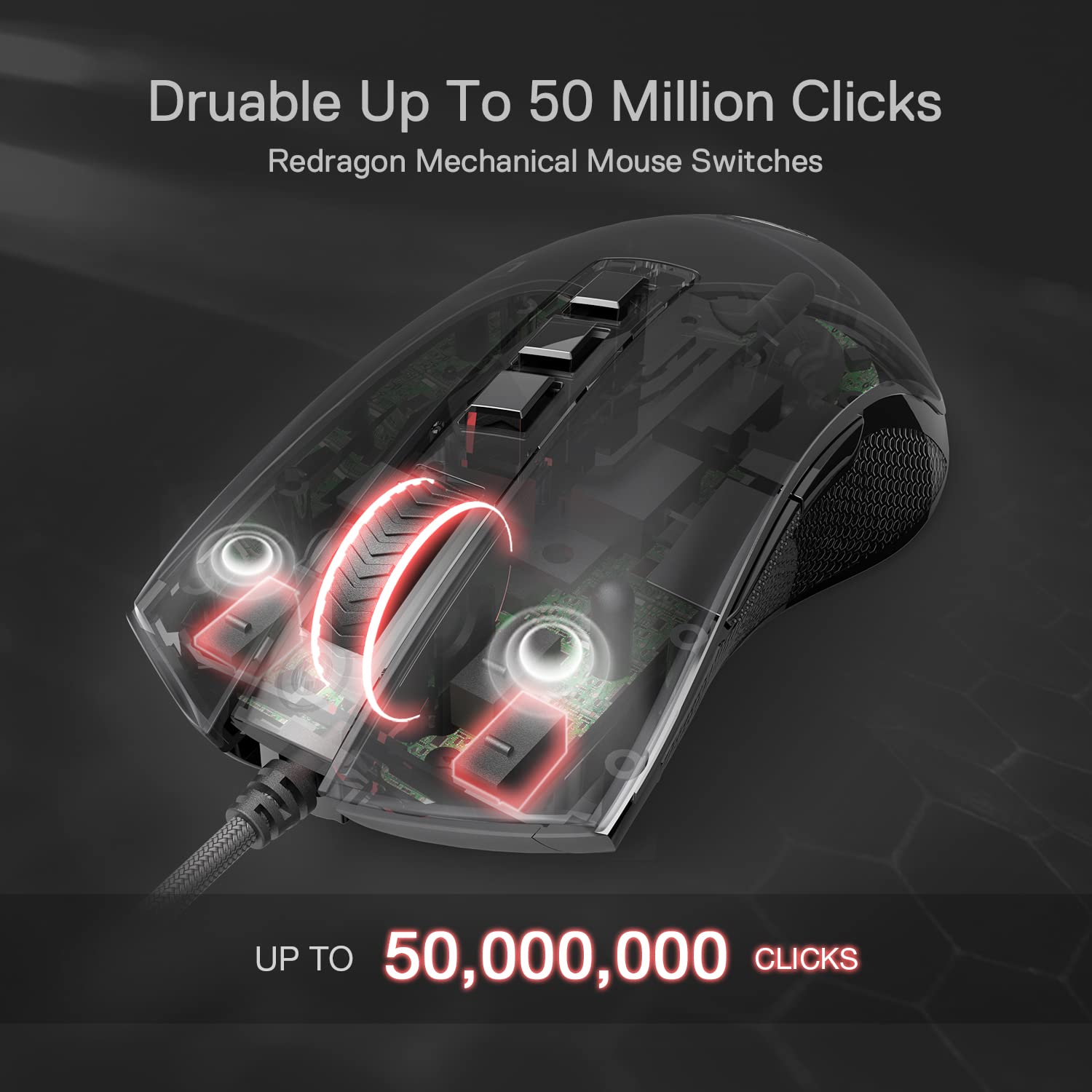 Redragon M711-FPS Cobra FPS Optical Switch (LK) Gaming Mouse, Wired RGB Gamer Mouse w/ 50 Million Click Lifespan, Onboard 16,000 DPI (32,000 via Software) and 7 Programmable Macro Buttons