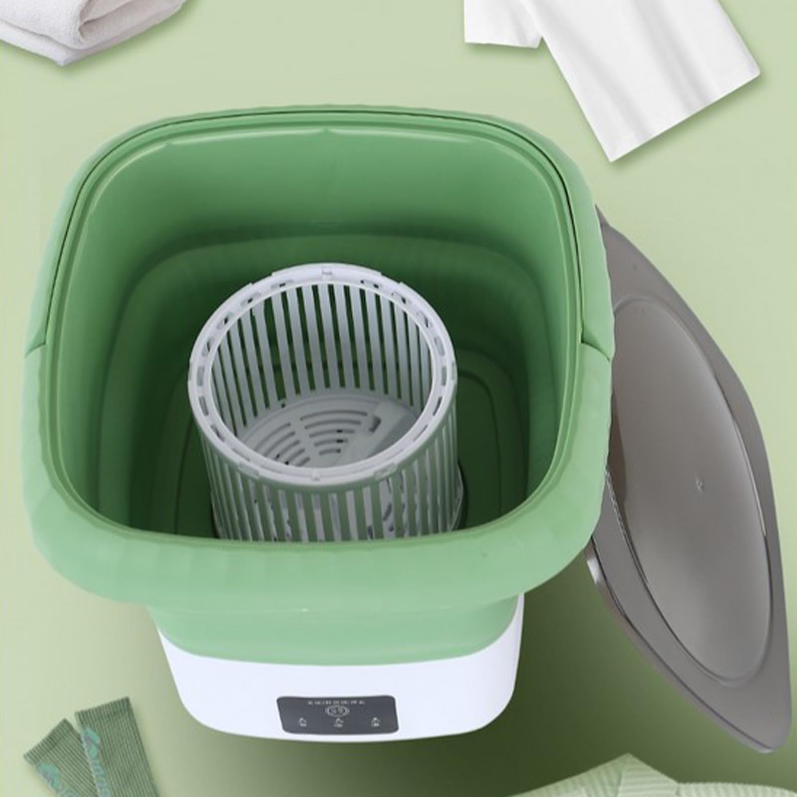 Portable Washing Machine Foldable Mini Washing Machine, Small Washing Machine For Underwear, Baby Clothes, Suitable For Apartments, Dormitories, Camping, Travel (Green)