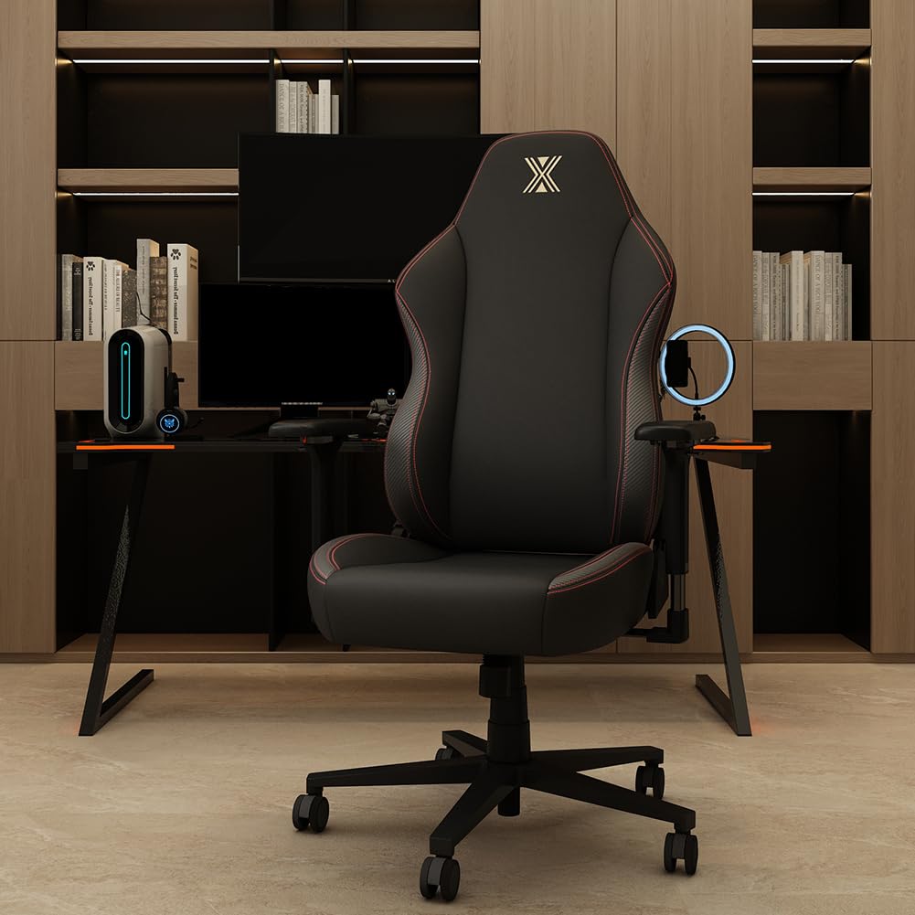 Office PC Gaming Chair Ergonomic Office Chair Desk Chair with Lumbar Support Flip Up Arms Headrest PU Leather Executive High Back Computer Chair for Adults Women Men (PU Black)