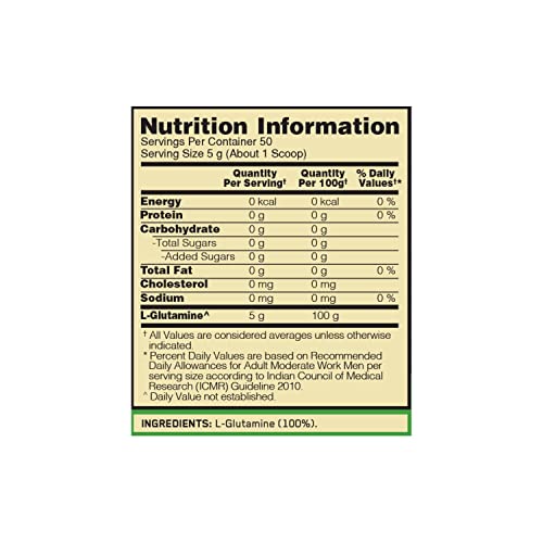 Optimum Nutrition L-Glutamine Muscle Recovery Powder, 300g, Unflavored, 58 Servings