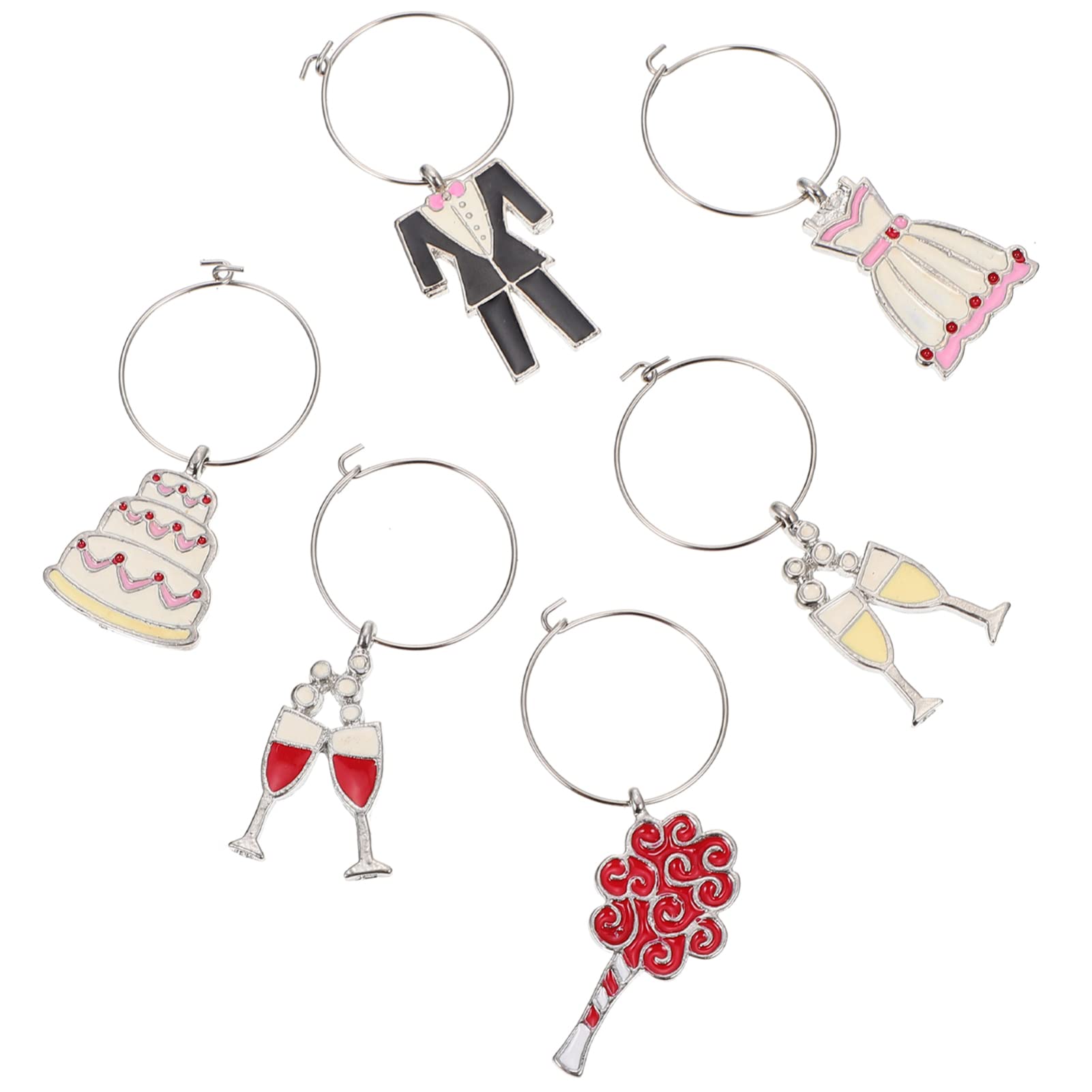 Wedding Wine Glass Charms Rings: Wine Glass Marker 6pcs Drink Glass Markers Cup Identifier Wine Charm Tags Wine Glass Clips for Champagne Flutes Cocktails Martinis