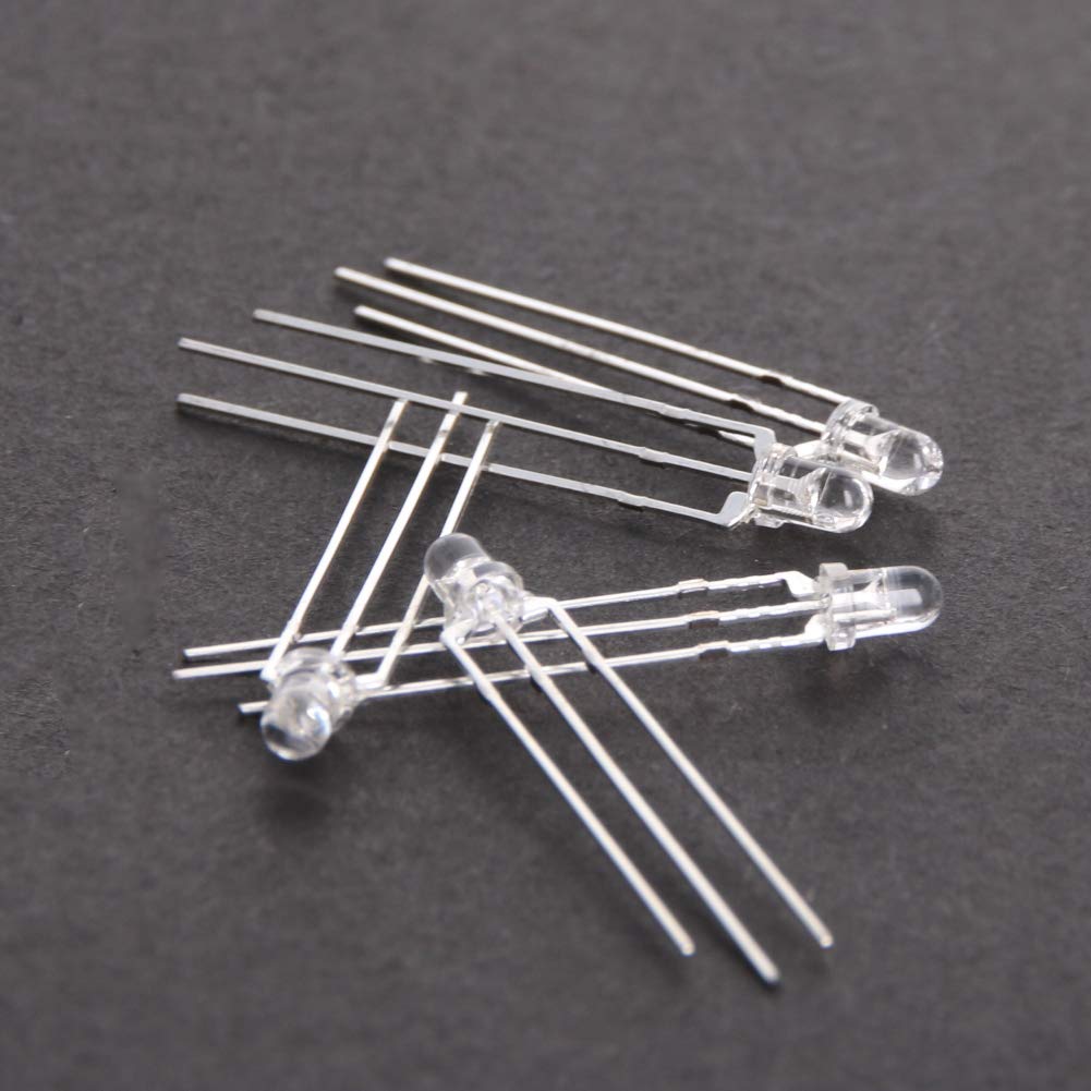 Othmro Pack of 50 3mm Green Red Common Anode LED Diode Light Round 20mA Bright Bulb Lighting Lamp Electronic Components Light Emitting Diodes