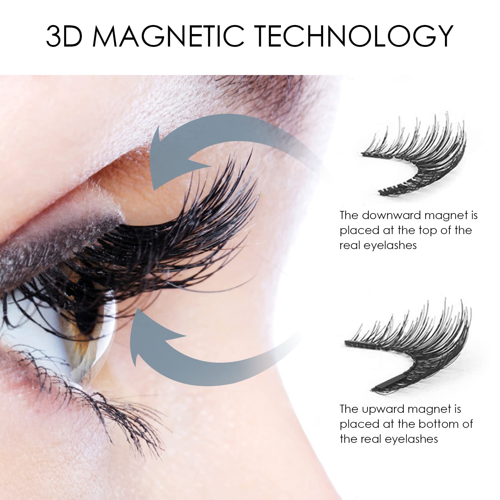 Reusable Magnetic Eyelashes 4 Pairs, Dual 3D Magnetic Lashes without Eyeliner Natural Look, False Eyelashes Extension Kit with Applicator Tweezers