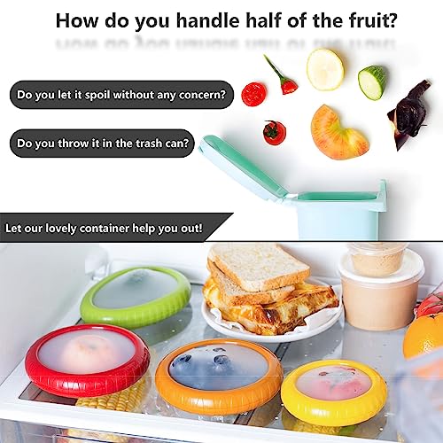 SOOPLEU Avocado Saver and Tomato Holder - Set of 4 Reusable Storage Containers for Fridge - Ideal for Apples, Garlic, Onions, Lemons, and Potatoes