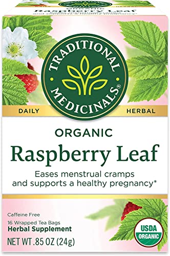 Traditional Medicinals Tea, Organic Raspberry Leaf, Eases Menstrual Cramps, Supports a Healthy Pregnancy, 48 Tea Bags (3 Pack)