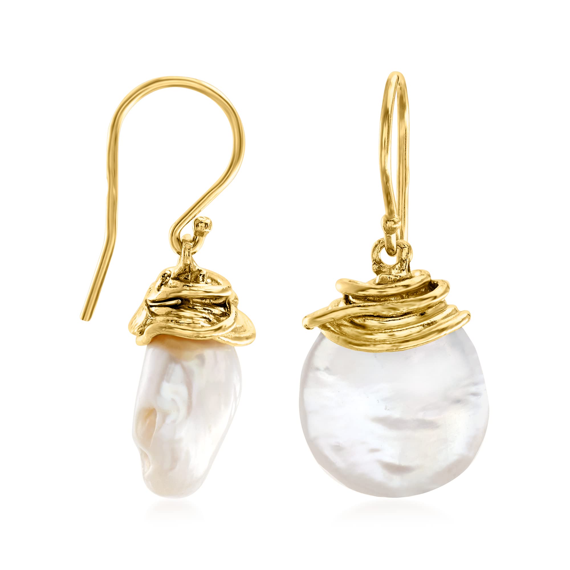 Ross-Simons 12-13mm Cultured Coin Pearl Drop Earrings