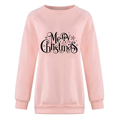 Womens Fashion Christmas Print Tops Round Neck Autumn and Winter Pullover Long Sleeve Sweatshirt