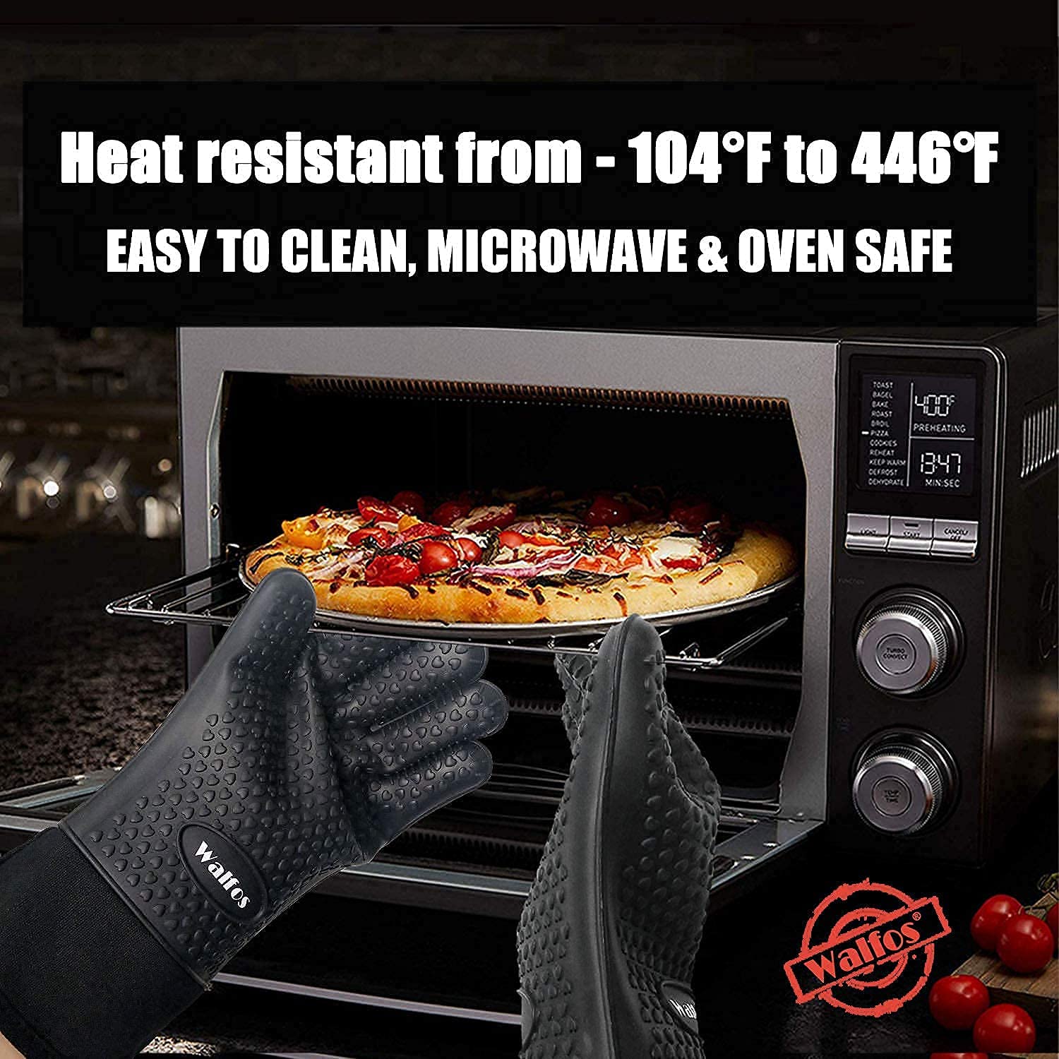Walfos Premium 4PCS Silicone Mini Loaf Pan Set + High Heat Resistant Silicone Oven Mitt Set,Great for Kitchen Baking and Grilling!