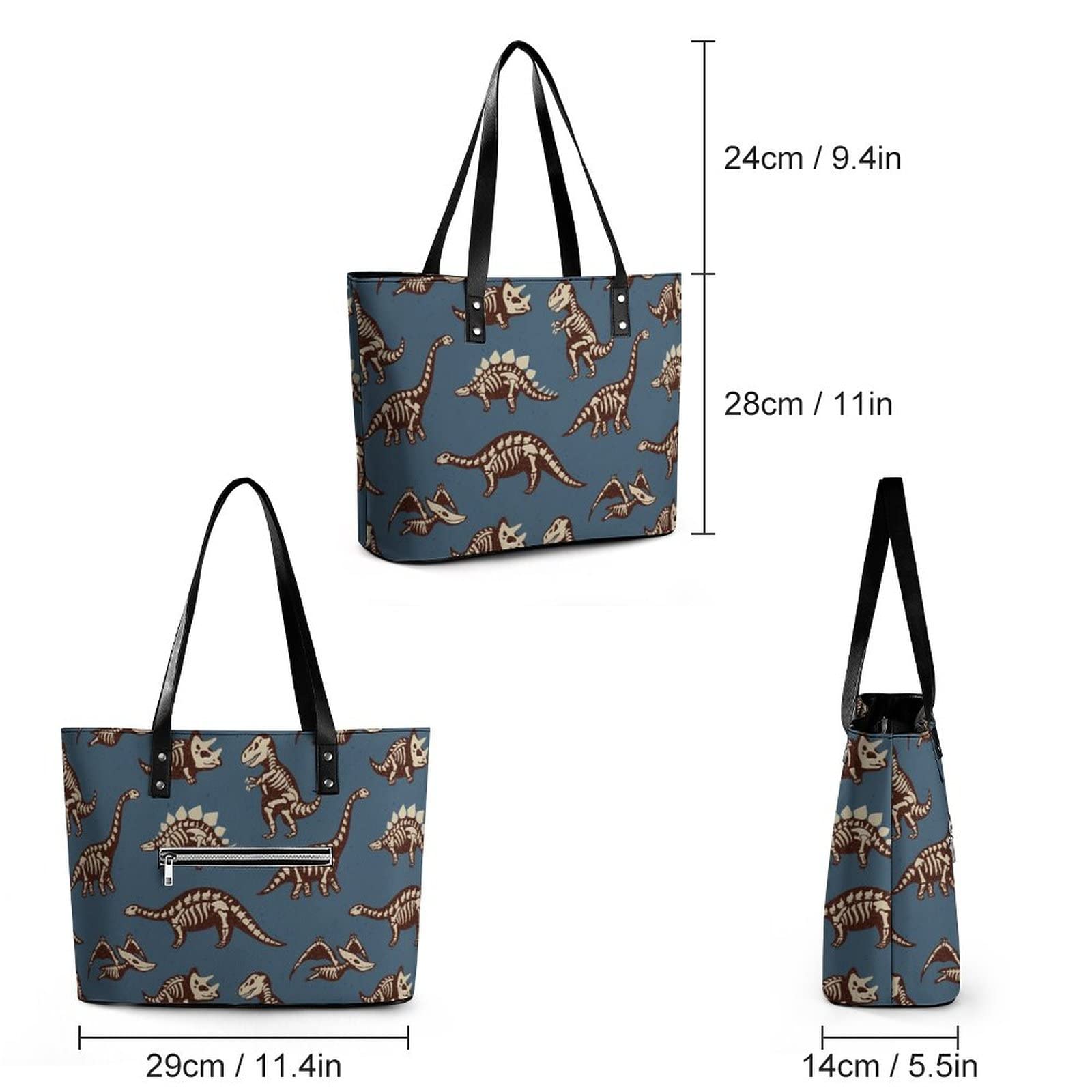 Womens Handbag Dinosaurs Animal Pattern Leather Tote Bag Top Handle Satchel Bags For Lady