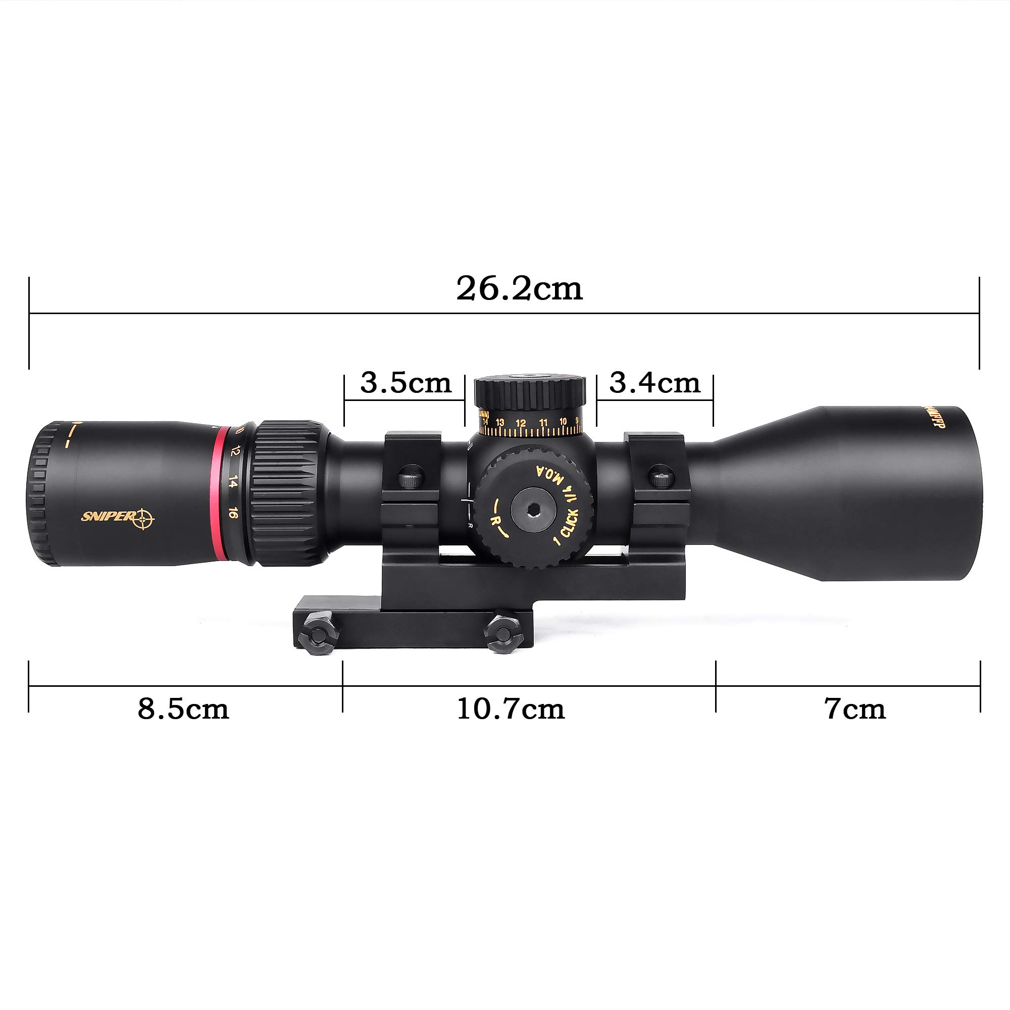 Sniper VT4-16x44MFFP First Focal Plane (FFP) 30mm Mini Size Compact Scope with Red/Green Illuminated Reticle