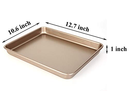 Walooza 13 Inch Baking Pans Nonstick Set of 2, 13 X 11 X 1 Inch Sturdy Cookie Sheet Replacement Toaster Oven Tray, Non Toxic & Heavy Duty & Easy Clean