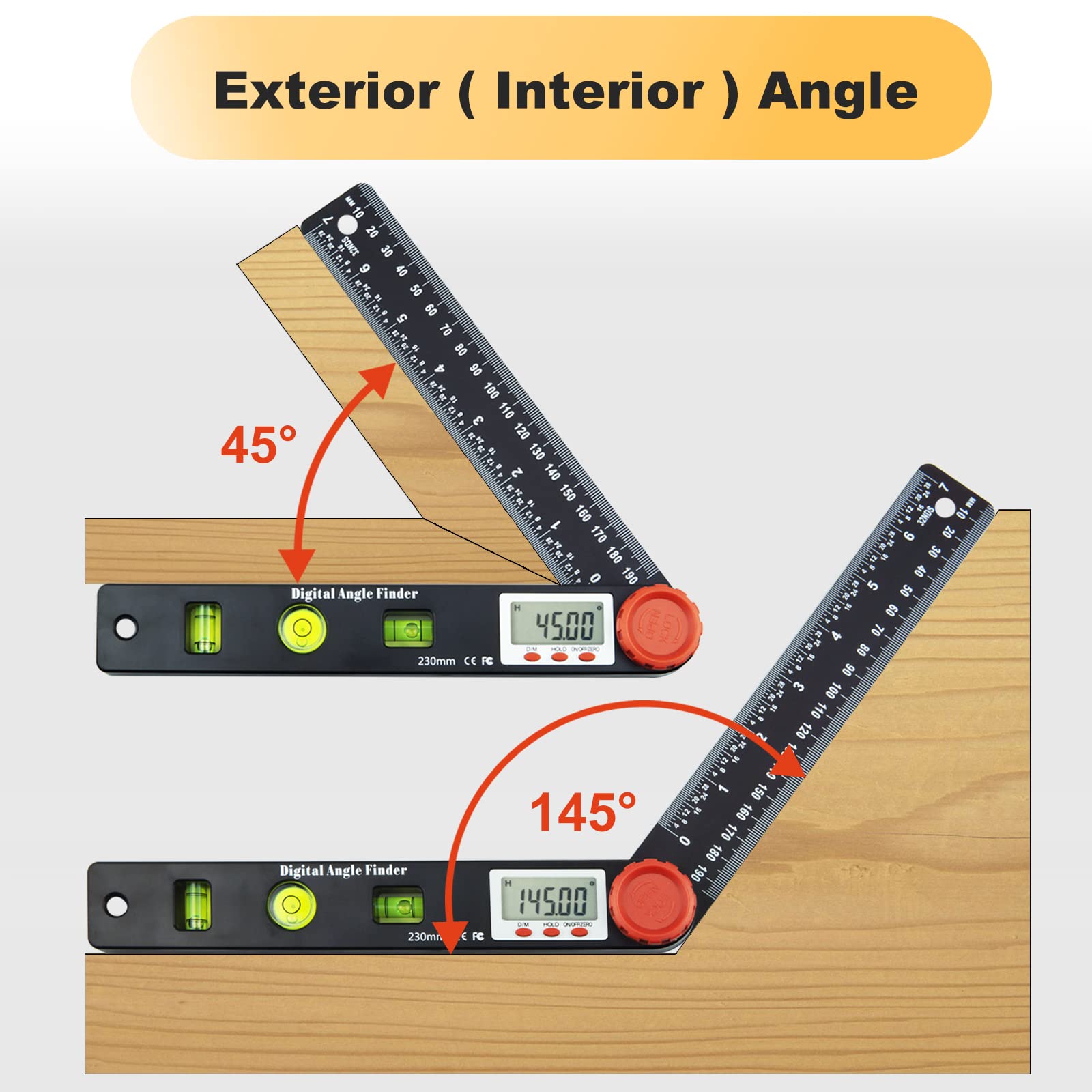 VOLCANOES CLUB Magnetic Digital Angle Finder with 3 in 1 Digital Angle Finder Protractor - Woodworking Tool Set for Carpenters, Plumbers, Building Trades