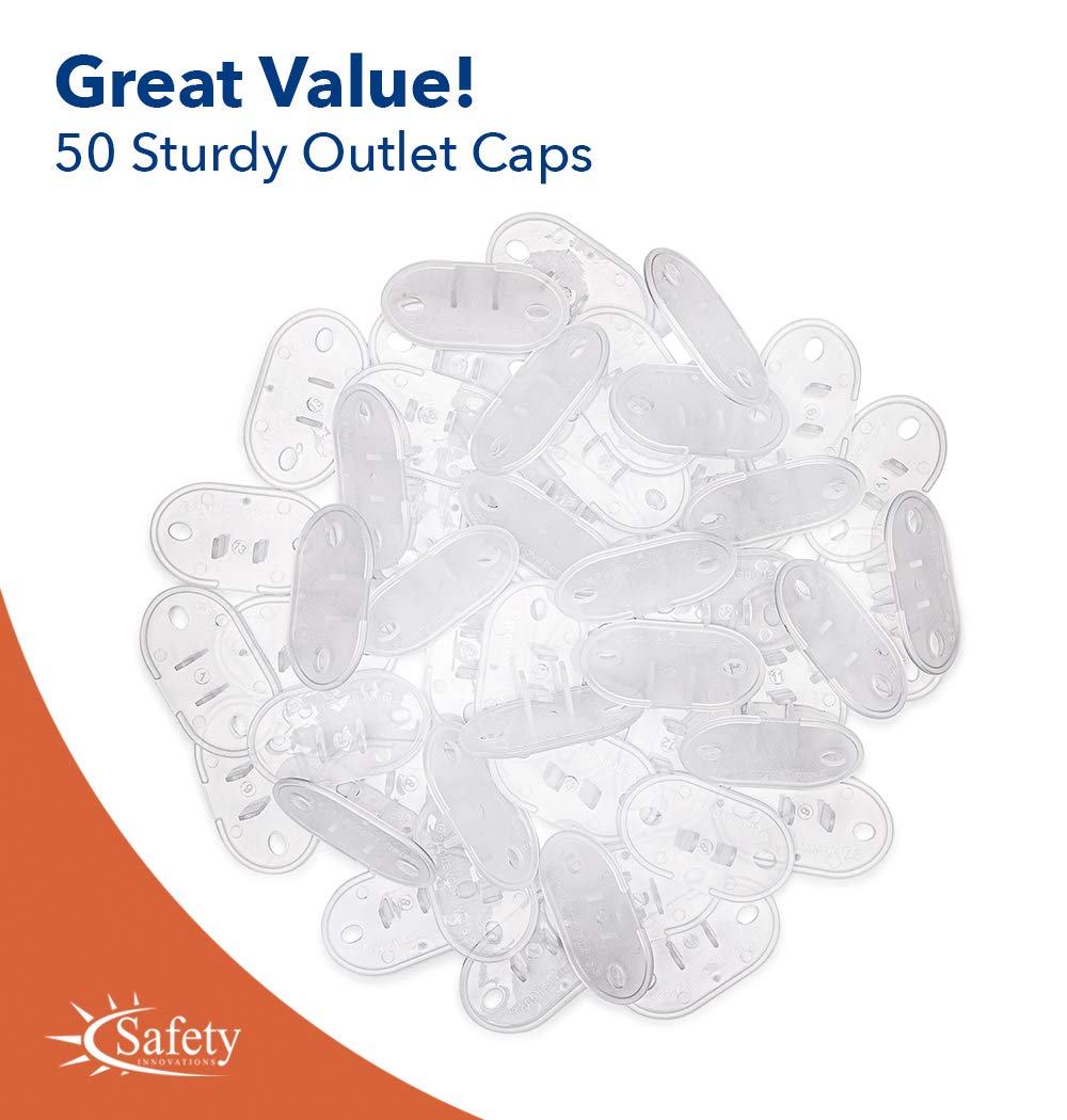 Safety Innovations, Ultimate Outlet Safety Cap, Baby Proofing Outlet Plugs, Child Safety Electrical Outlet Covers, Easy Installation, Protect Toddlers and Babies from Accidental Shock Hazard - 50 Pack