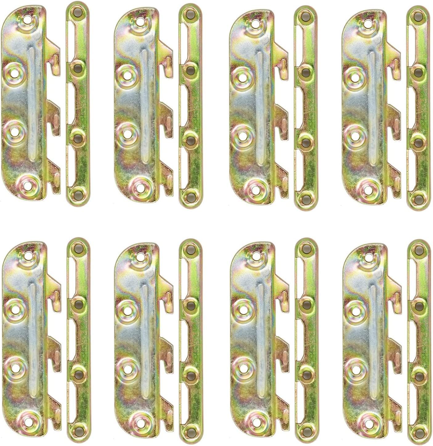 RHBLME 8 Set Surface Mounted Bed Rail Brackets, 5 Inch Heavy Duty Bed Frame Hardware for Wood Bed Frame Headboards Footboards Wooden Cabinet (Screws Included)