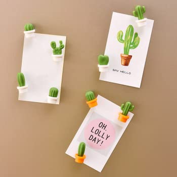 XYBHRC Fridge Magnet, 6PCS Cactus Fridge Magnets Mini Plant Refrigerator Artificial Plants Potted Stickers Cute for Magnet Boards Fridge Home Office Decor