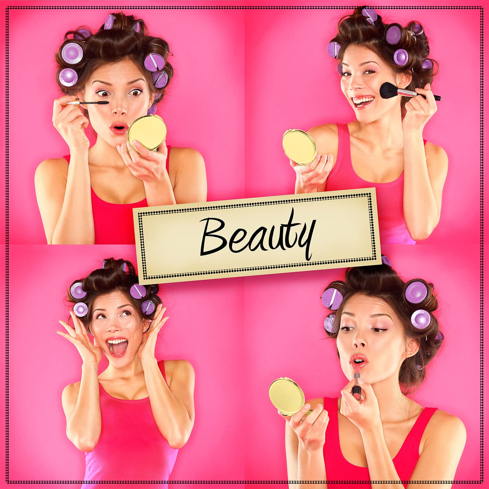 Yalikop 8 Pcs Compact Mirror Bulk with 1X 2X Magnification Double Sided Mini Travel Makeup Mirror Small Portable Pocket Mirror Folding Round Purse Compact Mirrors for Women Bridesmaid Gifts(Gold)