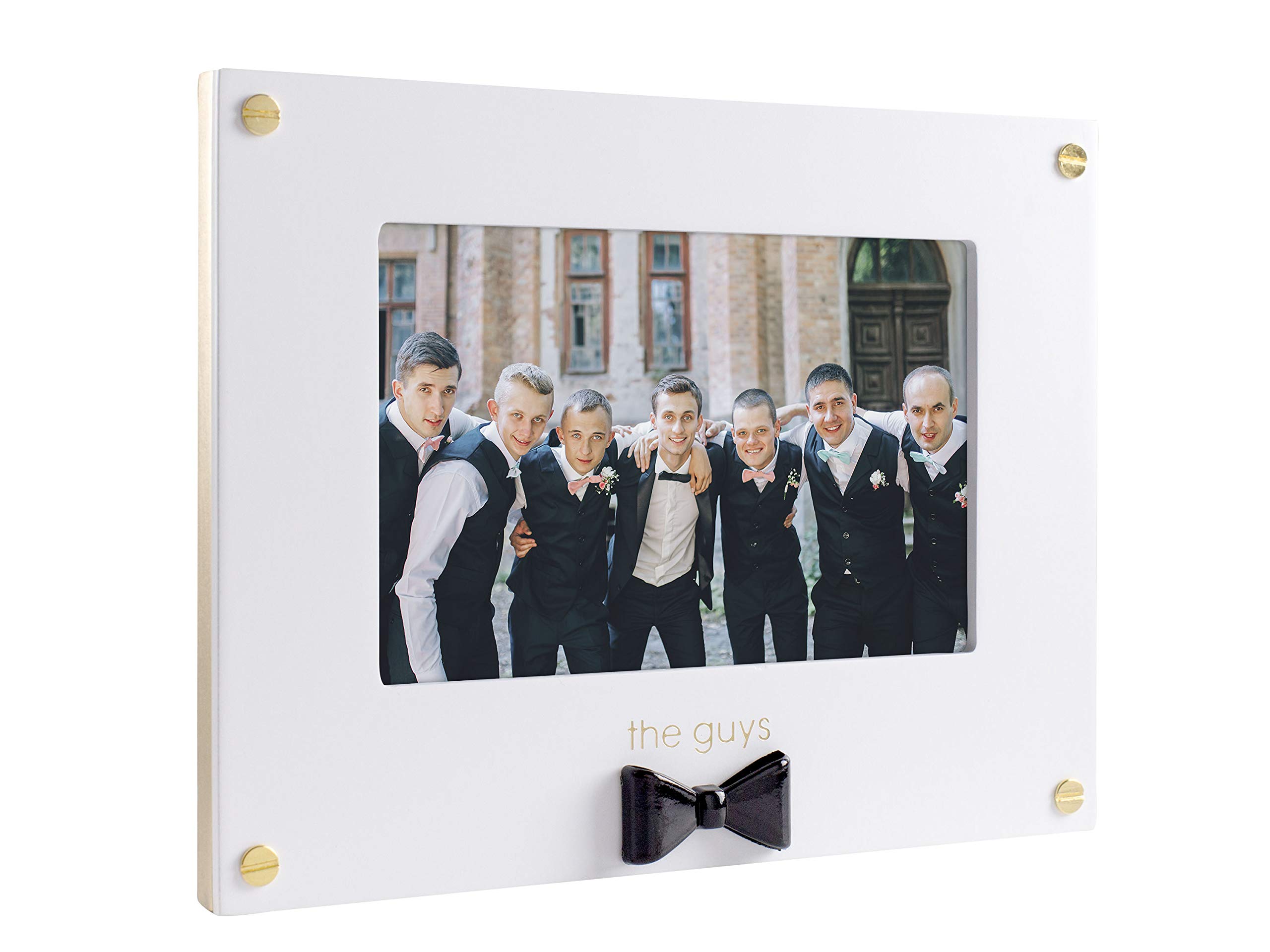 Pearhead The Guys 4x6 Wedding Keepsake Picture Frame, Groomsmen Gifts, Keepsake for Wedding Party, White