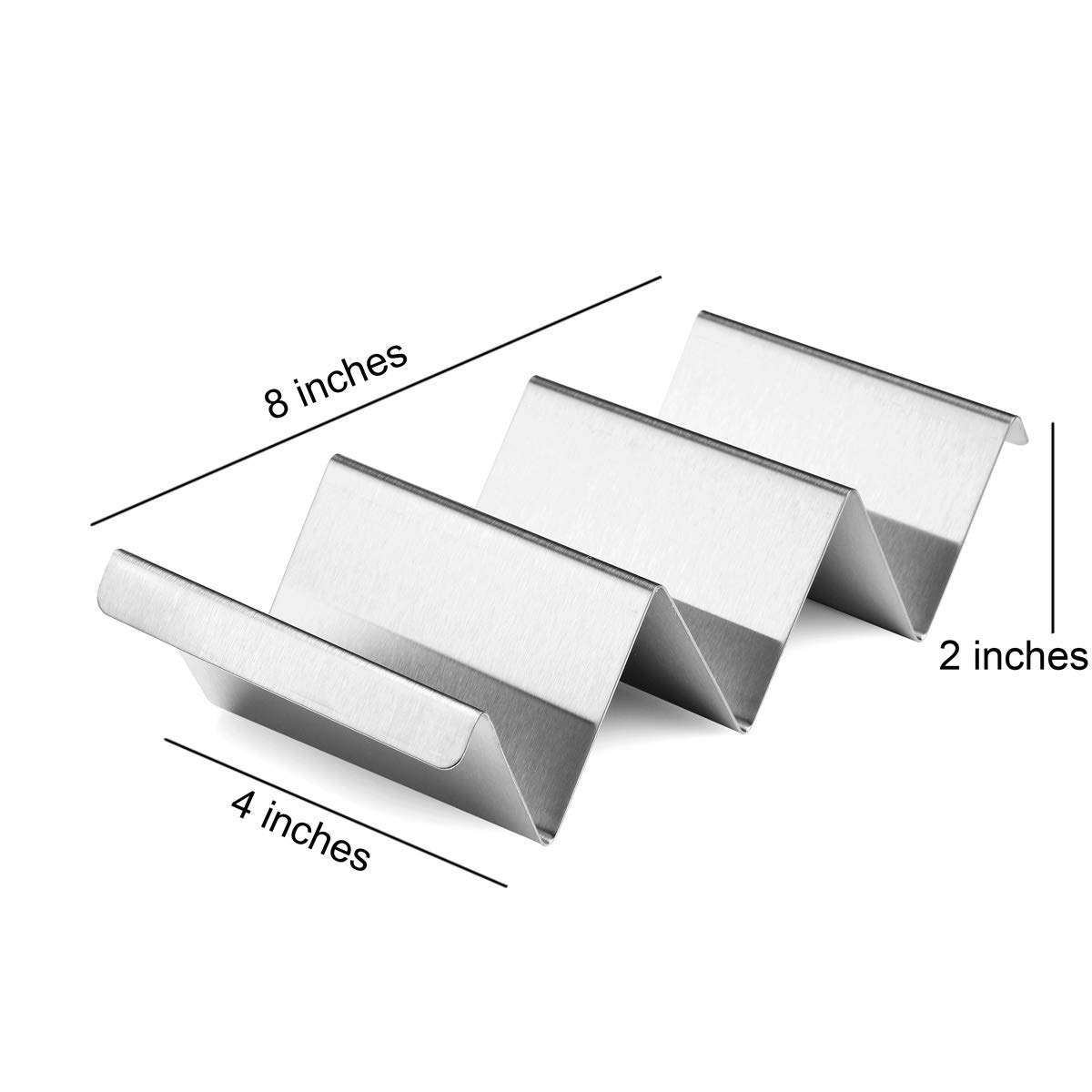 Taco Holders Stainless Steel Set of 2 for Taco Tuesday Taco Night - Sturdy, Easy to Clean & Restaurant Quality Taco Holder Stand - Taco Stands for 3 Tacos - Holds Large Small Hard Soft Shell - 2 Packs
